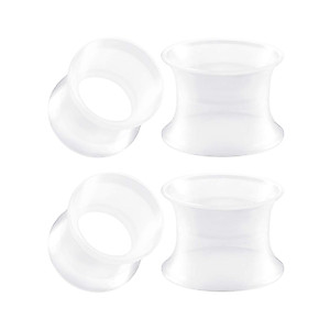 BIG GAUGES 2 Pairs Clear Silicone 0g Gauge 8mm Thin Double Flared Saddle Piercing Ear Stretching Flesh Tunnel Earring Lobe Plugs BG7025