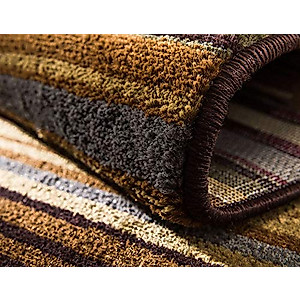 Unique Loom Barista Collection Modern, Abstract, Stripes, Urban, Rustic, Warm Colors Area Rug, 2' 2 x 6' 0 Runner, Multi/Beige