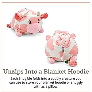 Plushible Wearable Blanket - Blanket Hoodie for Teens & Women - Oversized Hooded Animal Blankets - Cozy & Comfy Front Pocket & Long Sleeves - Strawberry Cow Hood - Valentines Day Gifts