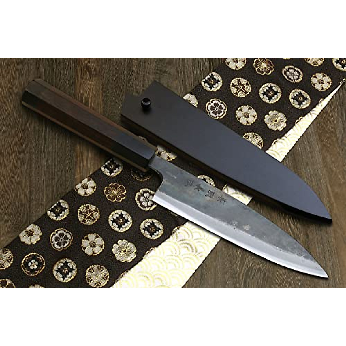 Yoshihiro Aogami Super Blue High Carbon Kurouchi Petty Utility Knife (6'' (150mm) & Saya)