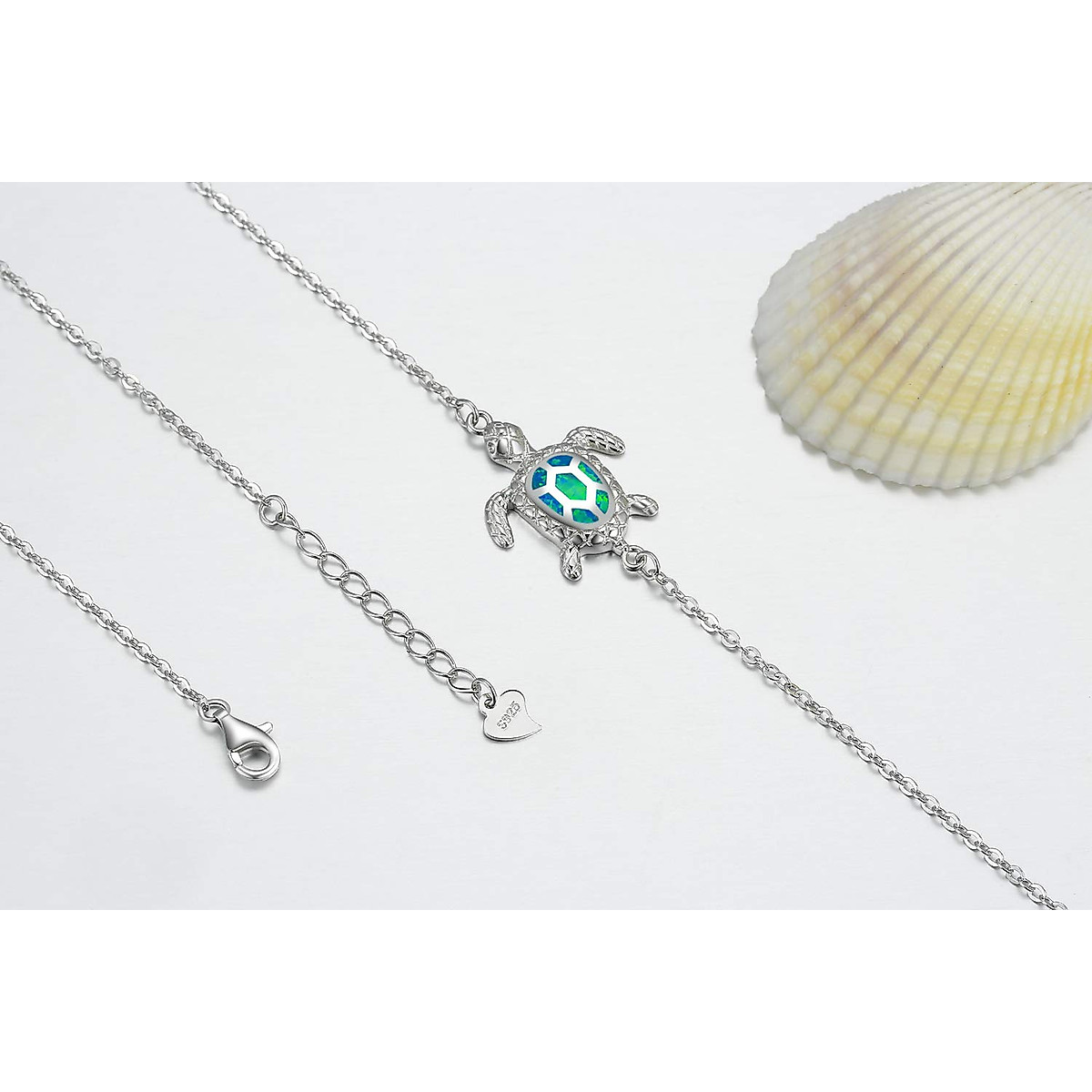 PUPILLEMON Blue Opal Sea Turtle Bracelet Sterling Silver Bracelets Fine Jewelry for Women Gifts
