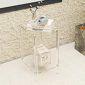 KMANDLU 2Pack Premium Clear Acrylic Side Table Set - 2-Tier End Table, Nightstand, Coffee Table - Ideal for Small Spaces - Modern Acrylic Furniture