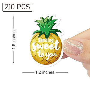 Wailozco 210 PC Cute Sending Sweet To You Business Stickers,Funny Small Business Envelopes Stickers for Business Packages/Handmade Goods/Bags ,Pineapple Theme Small Shop Business Stickers for Envelopes Seals