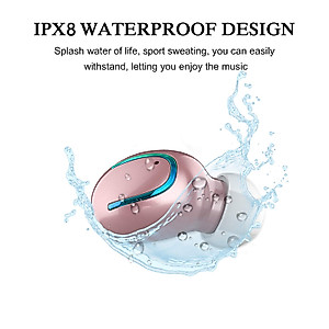 Mini Wireless Earbuds, Bluetooth Earphones in Ear with Wireless Charging Case, IPX7 Waterproof Wireless Mini TWS Mic Hi-Fi Stereo Sport Headphones for iPhone/Samsung/Android(Rose Gold)