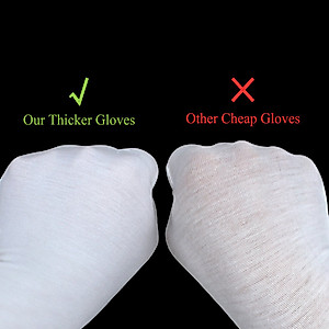 Amariver White Cotton Gloves, 6 Pairs 9.4'' Extra Large Size 12 Pcs Gloves