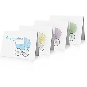 New Baby Congratulations Greeting Cards (12 Foldover Cards and Envelopes) New Baby Cards