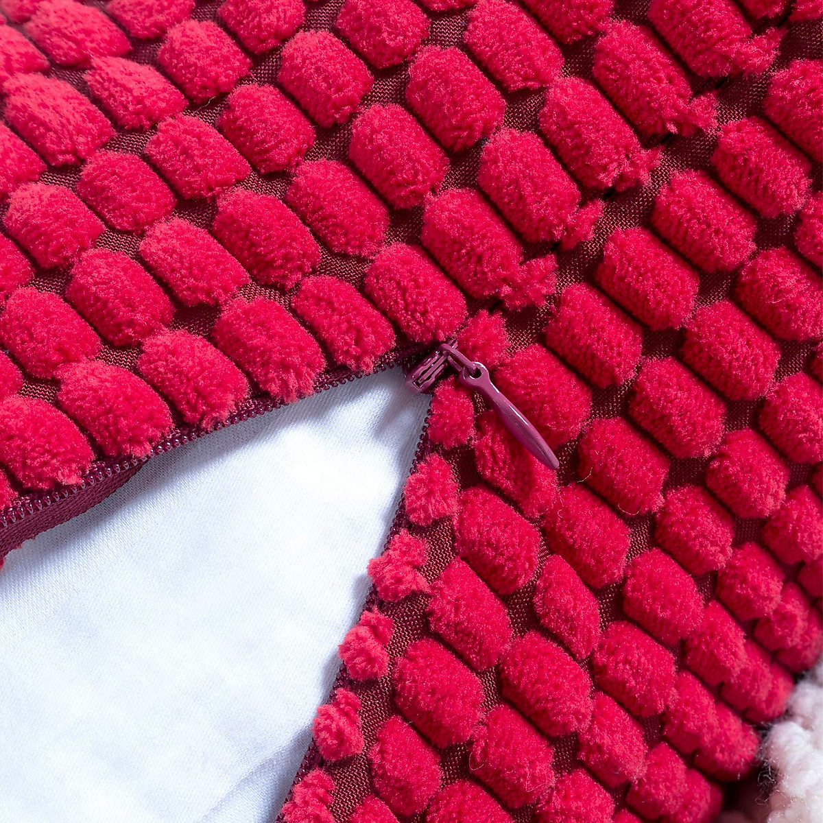 TEAGAN Cozy Throw Pillow Covers, 2PCS Soft Corduroy Corn Solid Pillow Cases, Decorative Cushion Covers for Home Bedroom, Living Room, Home Garden Couch Bed Sofa Chair, Deep Red, 16X16 in