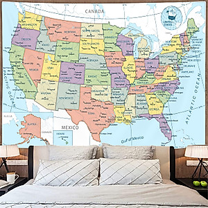 TOMOZ United State Map Tapestry, US Maps Tapestries for Kids Student, Educational Tapestry Wall Hanging for Classroom Bedroom Living Room Dorm Decor 60 x 51Inch