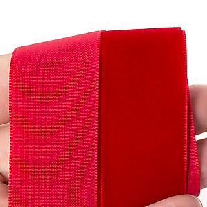 ATRBB Red Velvet Ribbon - 1 Inch Width, 10 Yards Per Roll - Classic Elegant Flocked Ribbon for Gift Wrapping, Crafts, and Decorations