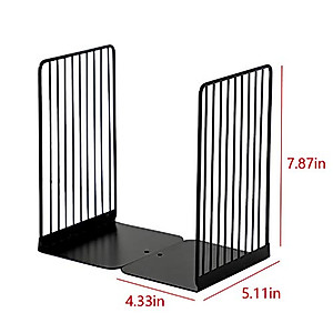 JIARI Book Organizer Bookends Book Ends, Bookends Supports Non Skid Book Stoppers Book Shelf Holder,Book Stand for Shelves Bookshelf Office School Library 1Pairs (Beeline Black)