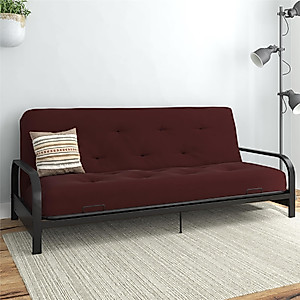 REALROOMS Cozey 8-Inch Spring Coil Futon Mattress, Microfiber, Full, Cabernet Red