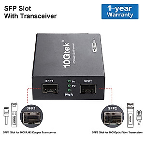 10GbE SFP+ Media Converter, Fiber to 10G Copper UTP Ethernet Media Converter, with a 10GBase-T Reach 30 Meters Transceiver and a SFP+ SR Module (300m, MMF, 850nm)