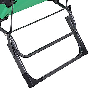 Outsunny Folding Chaise Lounge Chair for Outside, 2-in-1 Tanning Chair with Pillow & Pocket, Adjustable Pool Chair for Beach, Patio, Lawn, Deck, Green