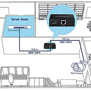 TRENDnet Gigabit PoE+ Repeater/Amplifier, 1 x Gigabit PoE+ in Port, 1 x Gigabit PoE Out Port, Extends 100m for Total Distance Up to 200m (656 ft), Supports PoE(15.4W) & PoE+(30W), Black, TPE-E100