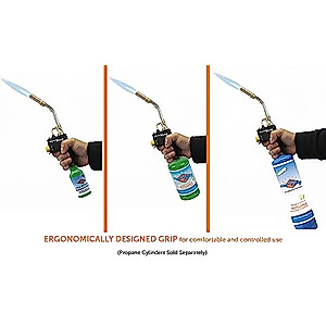 Flame King FK4500CGA High Intensity Propane Torch Head for Soldering, Brazing, Plumbing, Lighting Charcoal/Fire Pits, Compatible with 1LB Cylinders, MAPP, and MAP-PRO