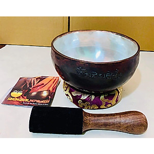 Sacral Chakra and the Sexual Chakra D Note Auntic Hand Hammered Tibetan Meditation Singing Bowl 6.5 Inches - Yoga Old Bowl By Singing Nepal