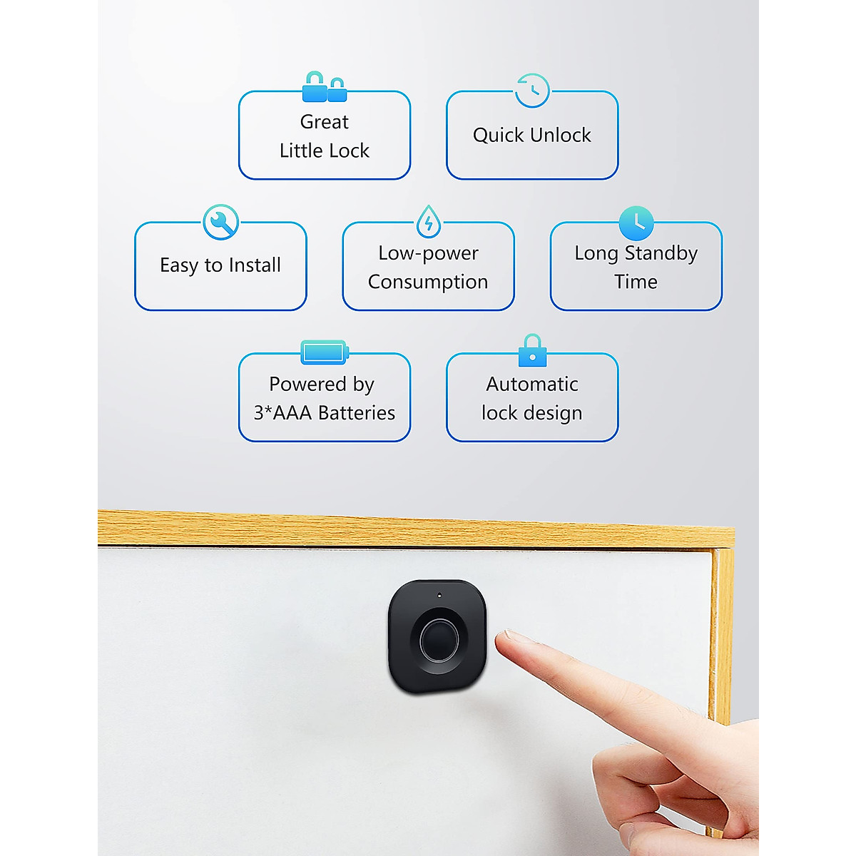 SUMNEW Fingerprint Cabinet Lock, Smart Biometric, Keyless Hidden File Drawer Wardrobe Lock, Child Safety Electric Lock, DIY Wooden Furniture for Home Office