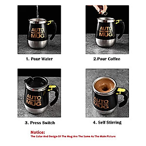 daasigwaa Self Stirring Mug - Rechargeable Magnetic Electric Auto Mixing Stainless Steel Cup for Office/Kitchen/Travel/Home Coffee/Tea/Hot Chocolate/Milk-400 ml/13.5 oz(Black)