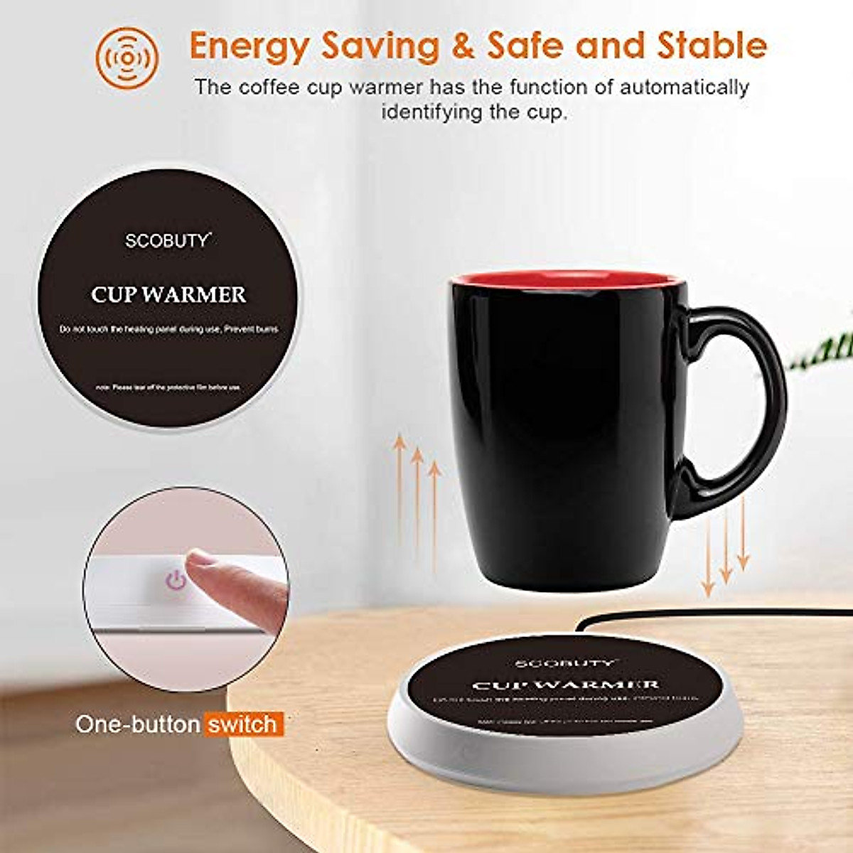 Coffee Warmer,Coffee Mug Warmer,Electric Beverage Warmer,Smart Coffee Warmer with Two Temperature Settings,Office Home Use Beverage Warmer Plate for Coffee, Milk, Tea, Water (Black and White)