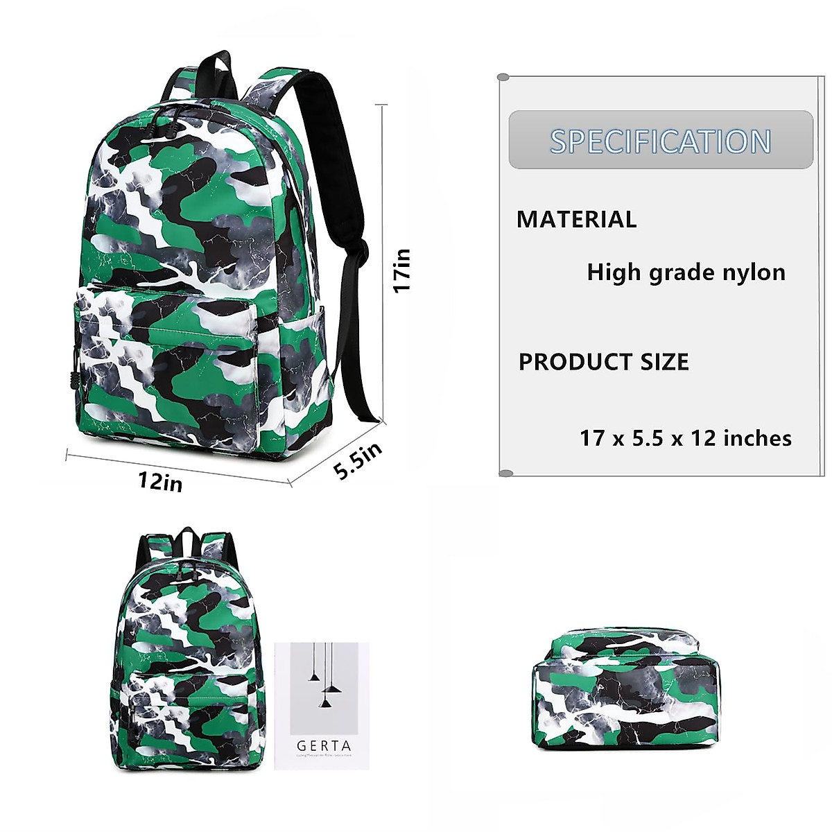 Lmwzh Backpack For Boys Girls Elementary Waterproof teen School Bags Kids Bookbag Lightweight Camo Green（2023 Model）