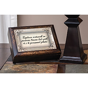 Cottage Garden St. Therese of Lisieux Dark Wood Finish Jewelry Music Box Plays Tune Ave Maria