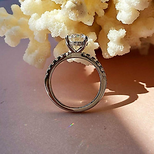 Precision Cut Zircon 2 Ct Round-cut Halo Bridal Ring 925 Silver Accented Brilliant Solitaire Engagement Ring (Silver, 7)