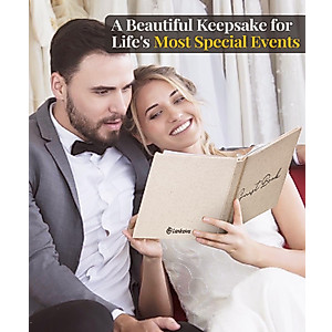 Lankaiva Wedding Guest Book, Guest Book Wedding Reception - Classic Baby Shower Guest Book, 100 Blank Pages for Bridal Shower Birthday Graduation Sign in and Photos, Beige