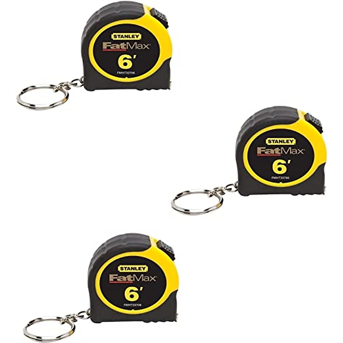 Stanley Fat Max FMHT33706W 1/2" X 6' Fatmax Keychain Tape Measure, 3 Pack
