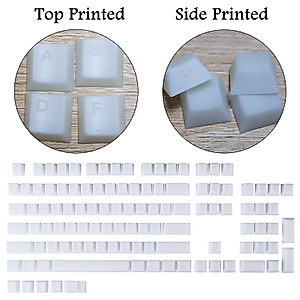 Petforu POM Jelly Keycaps 109-Key Doubleshot Translucent OEM Profile for 61/87/104/108 Keys PC Gaming Mechanical Keyboards - White (Top Printed)