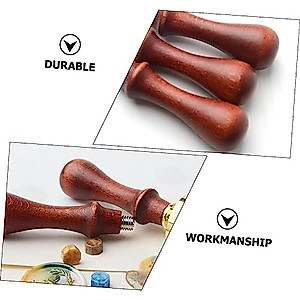 EXCEART 3Pcs Wooden Handle Wooden Stamps Brass Fittings Wedding invites Wooden Wax Stamp Handle Wax Stamp Replacement Handle Making Stamp Handle Stamp Handle Replacement Wooden Seal Handle
