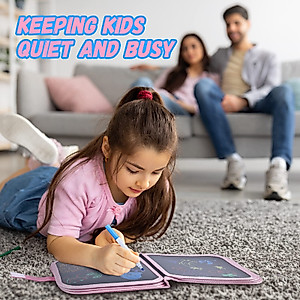 Erasable Doodle Book Set for Kids, Reusable Magic Drawing Book Writing Painting Set Travel Airplane Activity for Toddlers Age 3, 4, 5, 6 (Pink Unicorn)