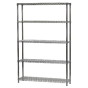 Shelving Inc. 12" d x 48" w x 72" h Chrome Wire Shelving with 5 Shelves