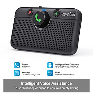 Lavales Car Bluetooth 5.3 Speaker, Handsfree Bluetooth Car kit for Cell Phone, Support Siri Google Voice Assistant/Motion AUTO ON, Car Phone Speakerphone with Visor Clip
