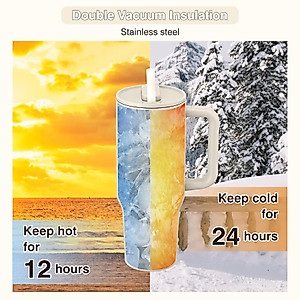 Pawtong 40oz Magnetic Lid Insulated Tumbler with Handle, 360° Rotating & Removable Cover, Leak-Proof Travel Mug with Soft Silicone Straw for Drivers, Commuters, Road Trips, Dishwasher Safe (Beige)