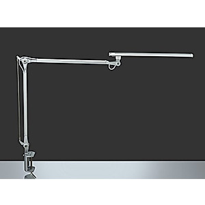 PHIVE CL-1 LED Architect Desk Lamp/Clamp on Desk Lamp,Metal Swing Arm Dimmable Drafting Table Lamp (Touch Control,Eye-Caring,Memory Function,Highly Adjustable Office/Task//Workbench/Work Light) Silver
