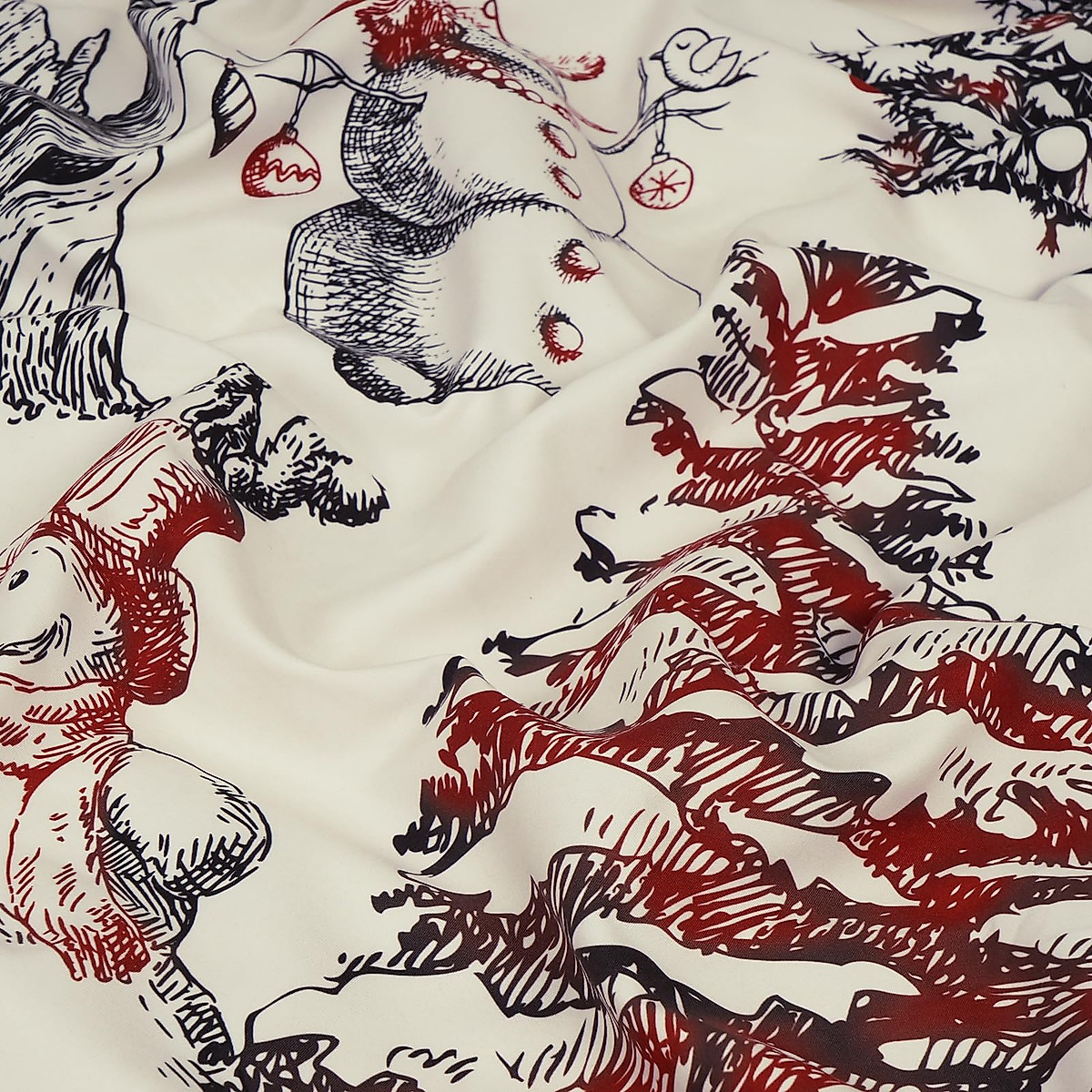 3 Piece Christmas Duvet Cover Queen Size, Soft Double Brushed Christmas Deer Queen Duvet Cover with Zipper Closure, Country Stripe Comforter Cover Set 1 Duvet Cover 90 x 90 inches & 2 Pillow Shams