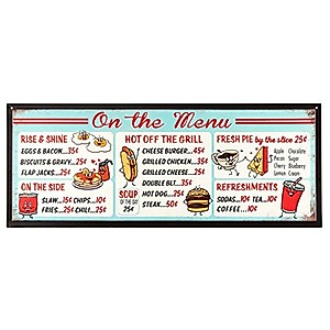 Open Road Brands On The Menu Embossed Metal Sign - Vintage Diner Menu Sign with Distressed Finish for Kitchen or Man Cave