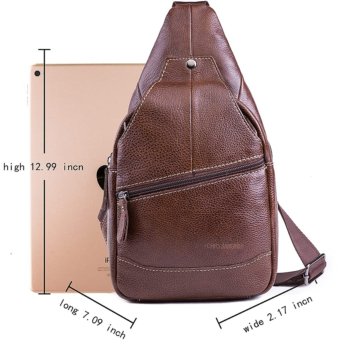 Chrysansmile Genuine Leather Shoulder Sling Backpack Bag Unisex Outdoor Crossbody Sling Pack Sport Daypack One Size