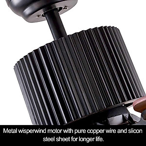 LuxureFan Vintage Industrial Ceiling Fan Light for Restaurant/Living Room with Create Iron Cage Cover Pull Chain/Remote and 5 Reversible Wood Leaves (48Inch)