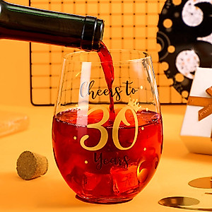 Cheer to 30 Birthday Stemless Wine Glass 30th Birthday Wine Glass Present for Men Women 30th Birthday Party Wedding Anniversary Party Decorations 17 oz