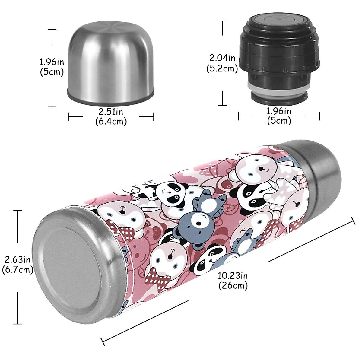 Stainless Steel Leather Vacuum Insulated Mug Bear Thermos Water Bottle for Hot and Cold Drinks Kids Adults 16 Oz