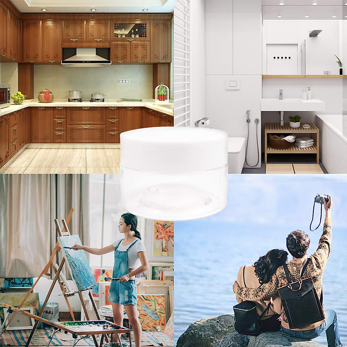 24 Pcs 1oz Plastic Cosmetic Jars,Round Leak Proof Clear Container with Lid,Wide-Mouth Refillable Small Storage Containers for Slime,Cosmetic,Lotion,Candy,Craft