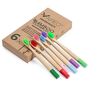 Vaireo Bamboo Toothbrushe - Soft Bristles Wooden toothbrushes - Organic Wooden Toothbrushes - 100% Natural, Eco-Friendly and Biodegradable (Kids Colourful 6 Pack)