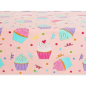Pink Plastic Tablecloths for Cupcake Birthday Party (54 x 108 in, 3 Pack)
