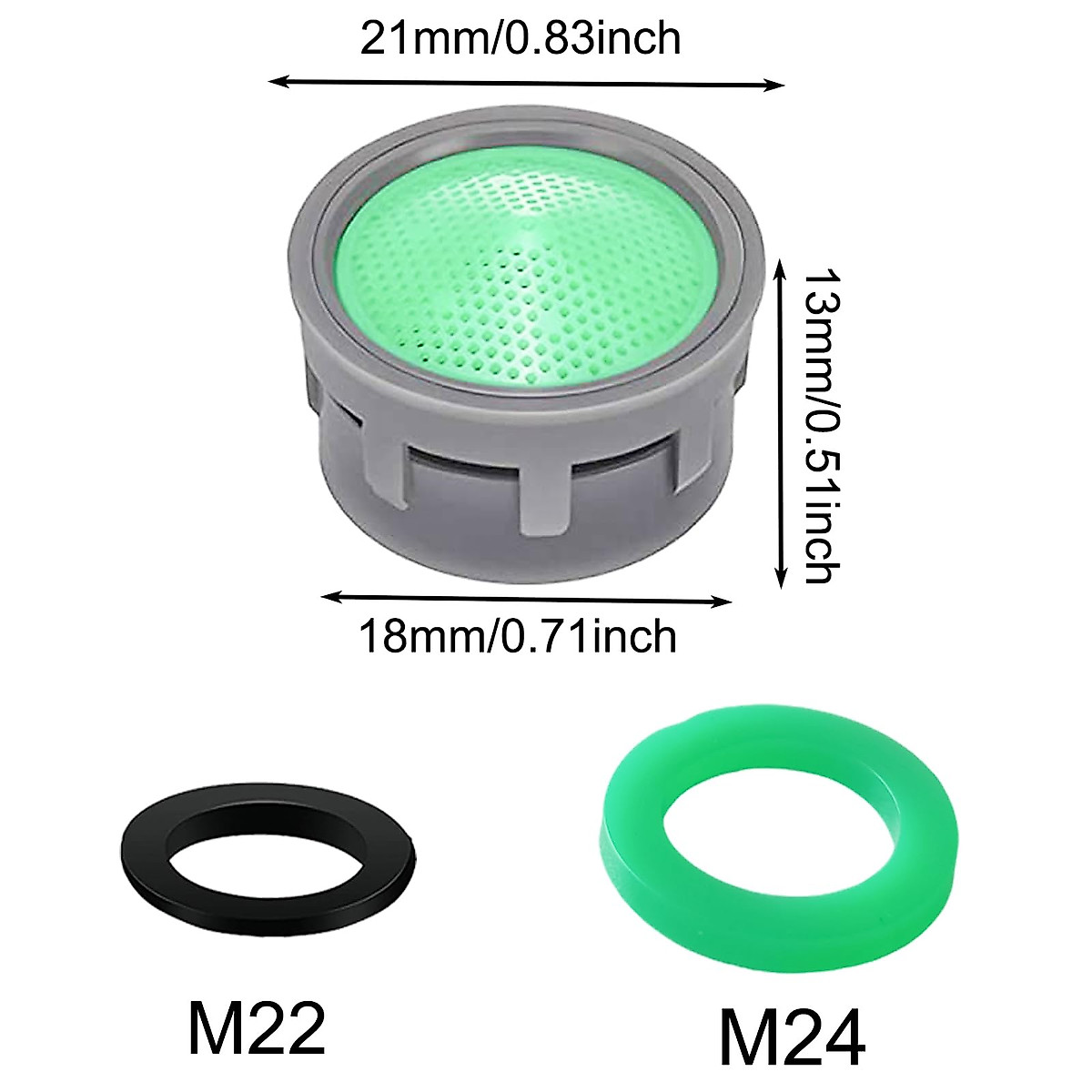 MOILINJAEY Faucet Aerator, 1.5 GPM Flow Restrictor Insert, Faucet Aerator Replacement Part for Bathroom or Kitchen Faucet Filter, Fits Male and Female Faucet Aerators with Washers (20 Pcs)