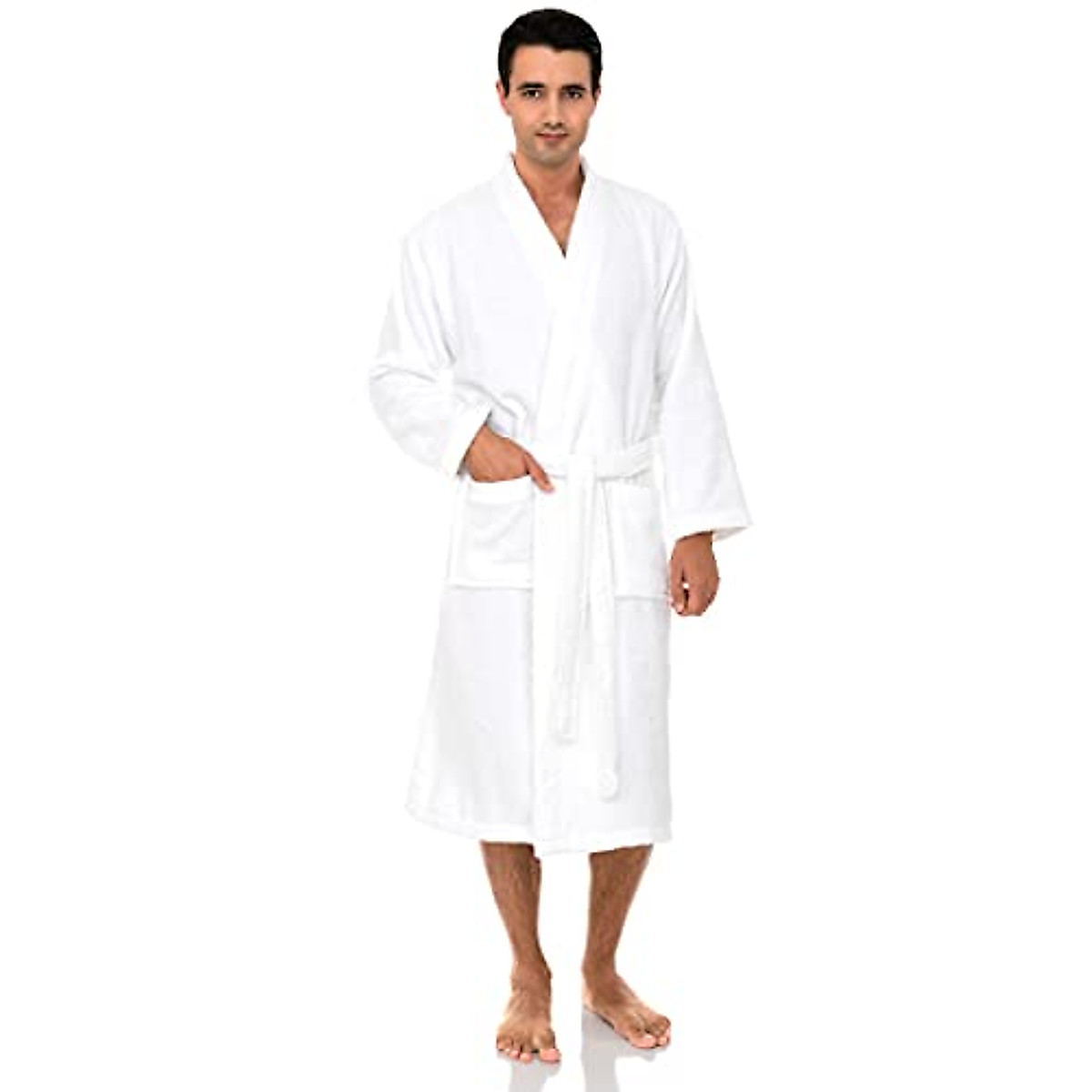 TowelSelections Mens Robe, 100% Cotton Luxury Bathrobe, Soft Terry Cloth Towel Robe for Men Large/X-Large White