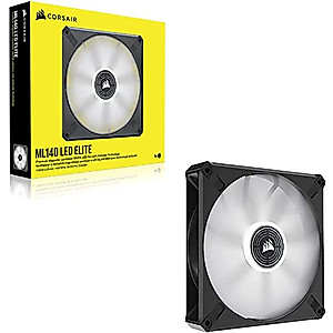 CORSAIR ML140 LED Elite, 140mm Magnetic Levitation White LED Fan with AirGuide, Single Pack, Black