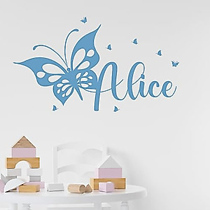 Personalized Name Butterfly Wall Decals I Girls Bedroom Decor I Butterfly Birthday Decorations I Baby Girl Nursery I Wall Decor I Pink Butterfly Decorations I Multiple Size & Color Options (Wide 22"x 14" Height)