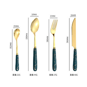 24 Pieces Imitation Marbled Ceramic Handle Kitchen Stainless Steel Silverware Tableware Flatware Cutlery Knives Forks Spoons Set for 6 People,With Cutlery Hanging Rack (Solid Color,Black)