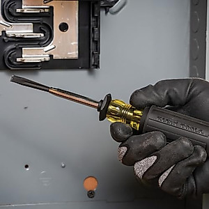 Klein Tools 85153K Slotted Screw-Holding Screwdriver Set, 3/16-Inch, 1/4-Inch Split-Blade Flat Head Driver, Positive Gripping Action, 2-Piece